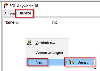 Create an SQL Anywhere Database Service